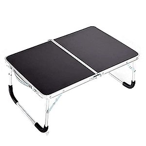 Amadj Foldable Laptop Table,Portable Standing Bed Desk, Bed Desk, Breakfast Serving Bed Tray, Portable Mini Picnic Table & Ultra Lightweight, Folds in Half with Inner Storage Space