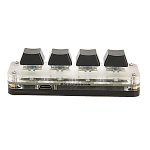 4 Keys Macro Programmable Keyboard, Acrylic RGB Backlight Gaming Keypad, DIY One Handed Mechanical Macro Pad 4Keys Keyboard for Winws Computer