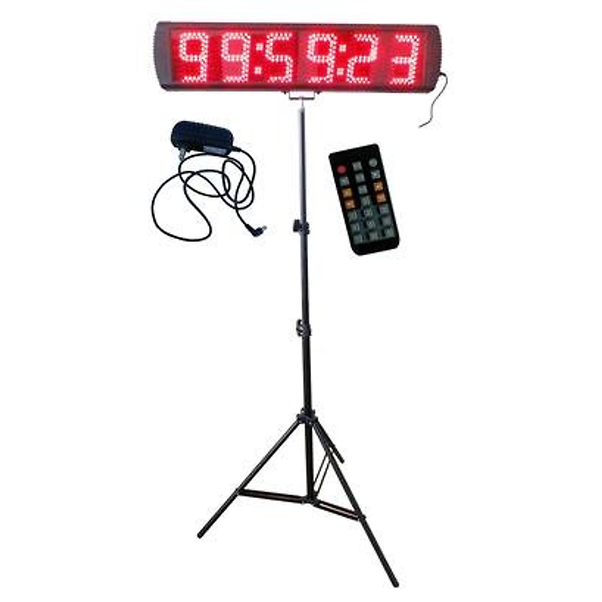 GOODRELIISH 5-inch High Character Large Red Color LED Race Timing Clock with Tripod for Semi-outdoor Countdown/up Timer Running Events IR Remote Control
