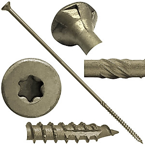 Jake Sales #15x10" Extra Long Bronze Star Wood Screw Torx/Star Drive Head - Multipurpose Torx/Star Drive Wood Screws - (1 Pound ~12 Screws)