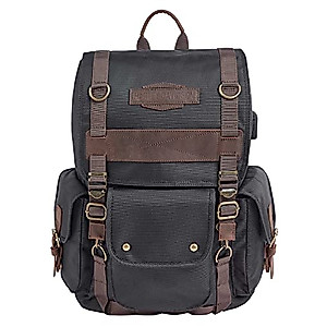 Harley-Davidson Travel Backpack, Ponderosa Ballistic & Leather USB Bag - Black