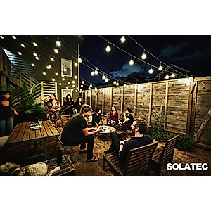 Solatec LED String Lights, Shatterproof 48FT 15 Hanging Sockets Commercial Grade Waterproof 2W Outdoor String Light Decor for Patio, Garden, Balcony, Deck S14 2W