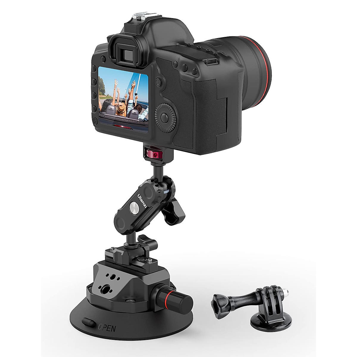 Camera Suction Cup Mount for Gopro - ULANZI SC-02 4.5in Pump-actived Vacuum Suction Mount w Quick Release NATO Magic Arm Car Boat Windshield Window Mount Compatible with Go pro Nikon Canon Sony DSLR