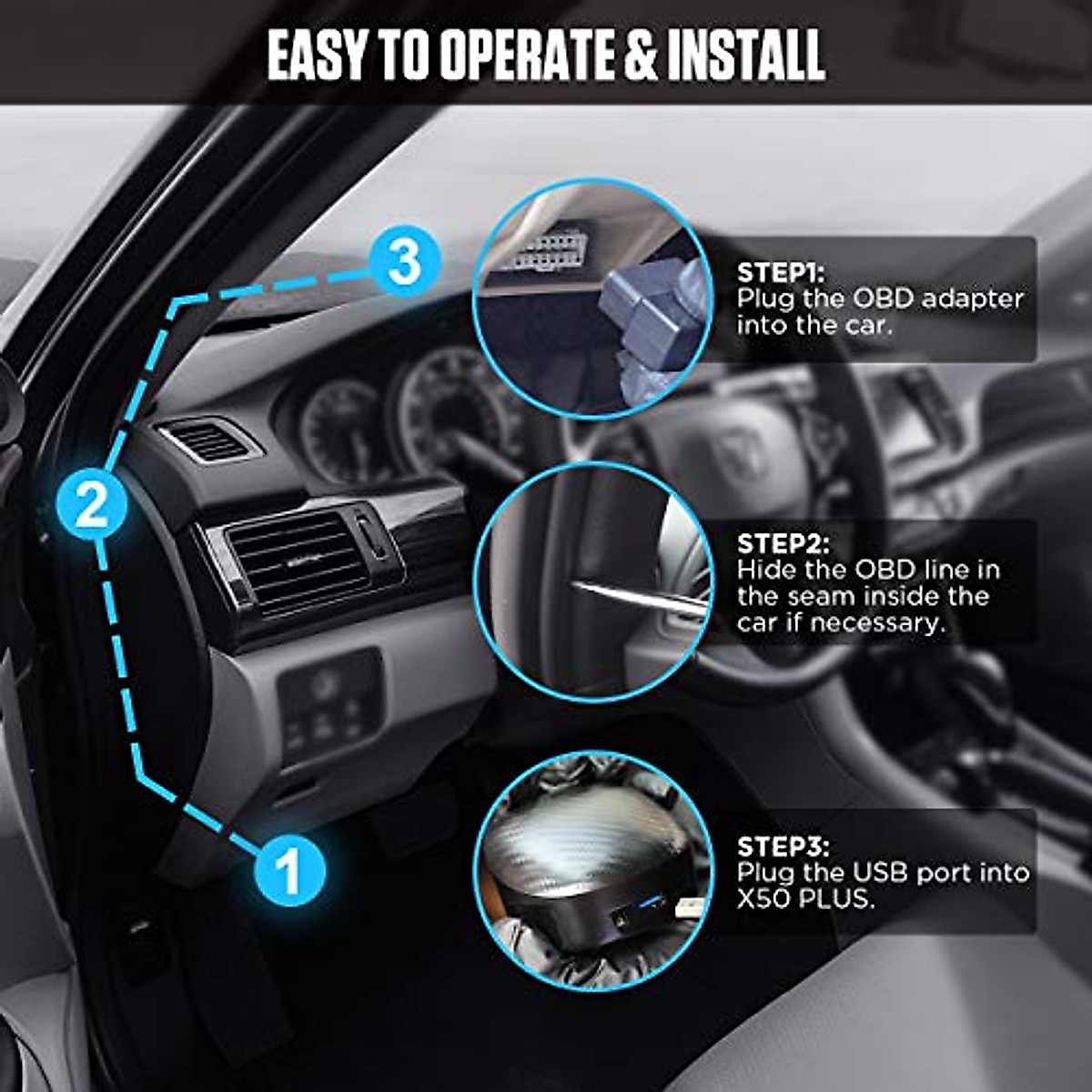 Head-Up Display, Speedometer Car Alarm Car OBD HUD Multi-Function Digital Meter Driving Computer Display with LED Head Unit, Scan and Clear DTCs