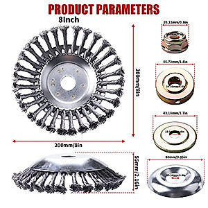 Gashwer 6+8 Inch Steel Wire Rotary Brush Cutter Trimmer Head Sets Weeds Blade Cutter with Universal Adapter Kit Compatible with String Trimmers, Moss Grass Rust Removal, Gardening Lawnmower