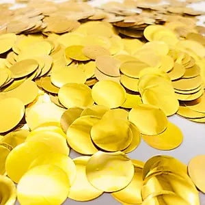 10000PCS/100g Sparkle Foil Metallic 15mm Round Confetti Circle Dot Table Scatter Confetti for Wedding Graduation Baby Shower Birthday Engagement Party Favors Decorations (Gold)