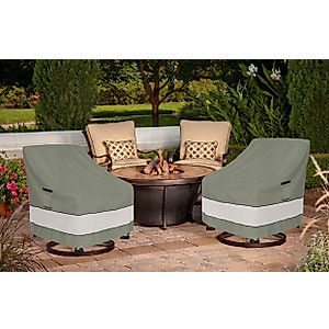 Aacabo Outdoor Swivel Lounge Chair Cover 2 Pack,Waterproof 100% Outdoor Patio Chair Covers,33W x 37 D x 38.5 H inches,Outside Furniture Lounge Deep Seat Cover -Grayish Green