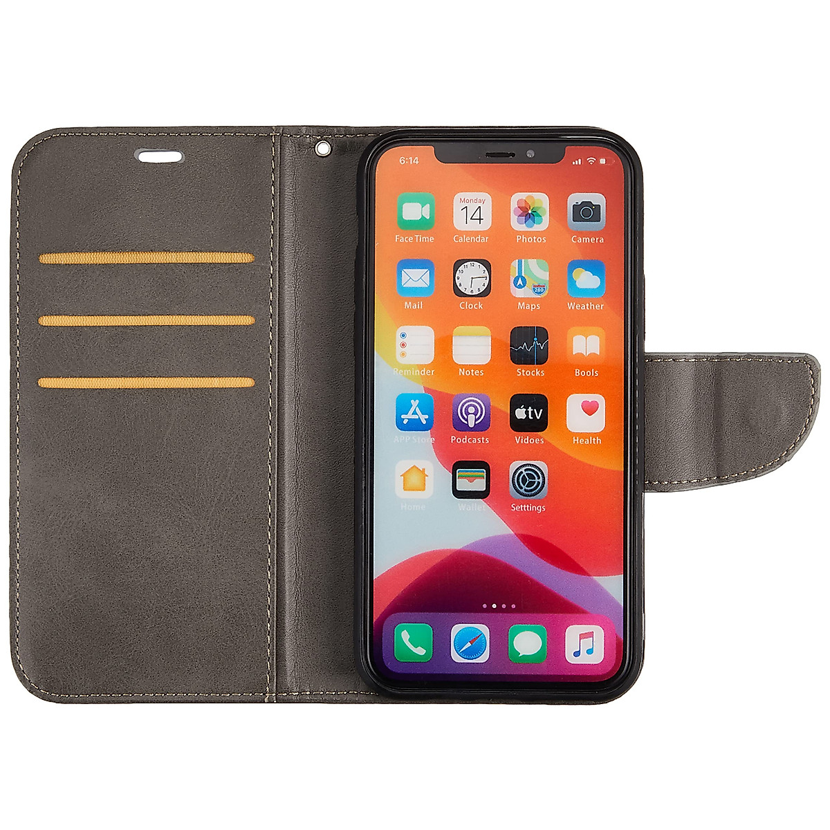 Glow Co., Ltd. iPhone 11 Pro Notebook Type Case with Strap, Gray, Tempered Glass & Stylus Pen Included 406-2-01