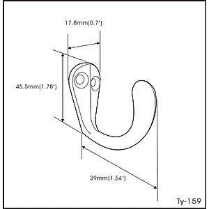 QCAA Heavier Robe Hook, Farmhouse Coat Hook, Zinc Die Cast, Oil Rubbed Bronze, Made in Taiwan, 6 Pack
