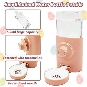 Fhiny Rabbit Water Bottle No Drip, 2 PCS Hanging Guinea Pig Water Dispenser 600ml Small Animal Gravity Automatic Water Feeder for Bunny Guinea Pigs Chinchillas Hedgehogs Ferrets Squirrels (Pink)