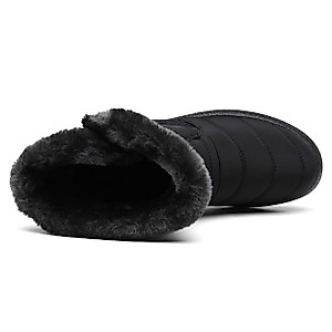 Hsyooes Womens Warm Fur Lined Winter Snow Boots Waterproof Ankle Boots Outdoor Booties Comfortable Shoes for Women,Black,7 M US=Label Size 38
