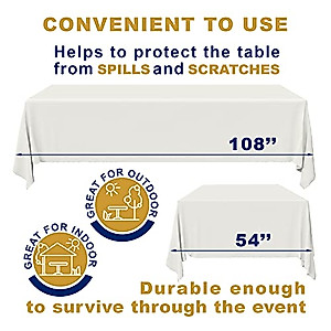 Sonluma 12 Pack 108" X 54" White Premium Disposable Plastic Tablecloth for 8ft Long Rectangle Tables, Waterproof Covers for Indoor or Outdoor Events & Parties