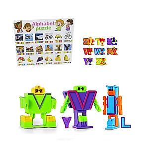 Odowalker Alphabet Robot Action Figures 26 Pieces 2" Letters Alpha Bots Educational ABC Preschool Learning Stem Montessori Classroom Teaching