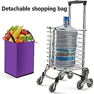 Shopping Trolley on Wheels Portable Shopping Cart,Small Pull Cart Folding Hand Cart Stroller Climbing Stairs Trolley Truck 8 Wheels Adjustable Lucar