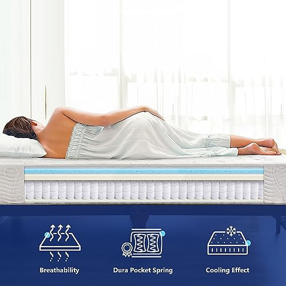 Olee Sleep 10 inch Omega Hybrid Gel Infused Memory Foam and Pocket Spring Mattress (Full)