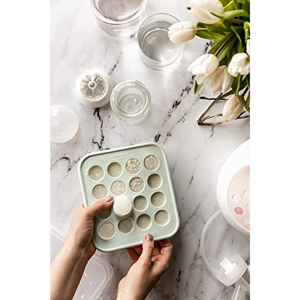 MyMilk by Souper Cubes Half-Ounce Silicone Tray - Freeze and Store Breast Milk and Baby Food - 2 pack - fits any baby bottle (Mint)