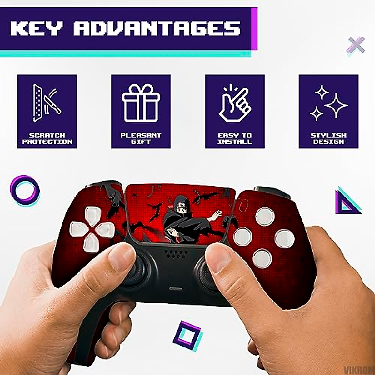 Console Controller Wrap - Black and Red Console PS5 Controller Skin Vinyl Sticker PS5 Console - PS5 Skins and Decals Video Game Console 5 Controller Accessories