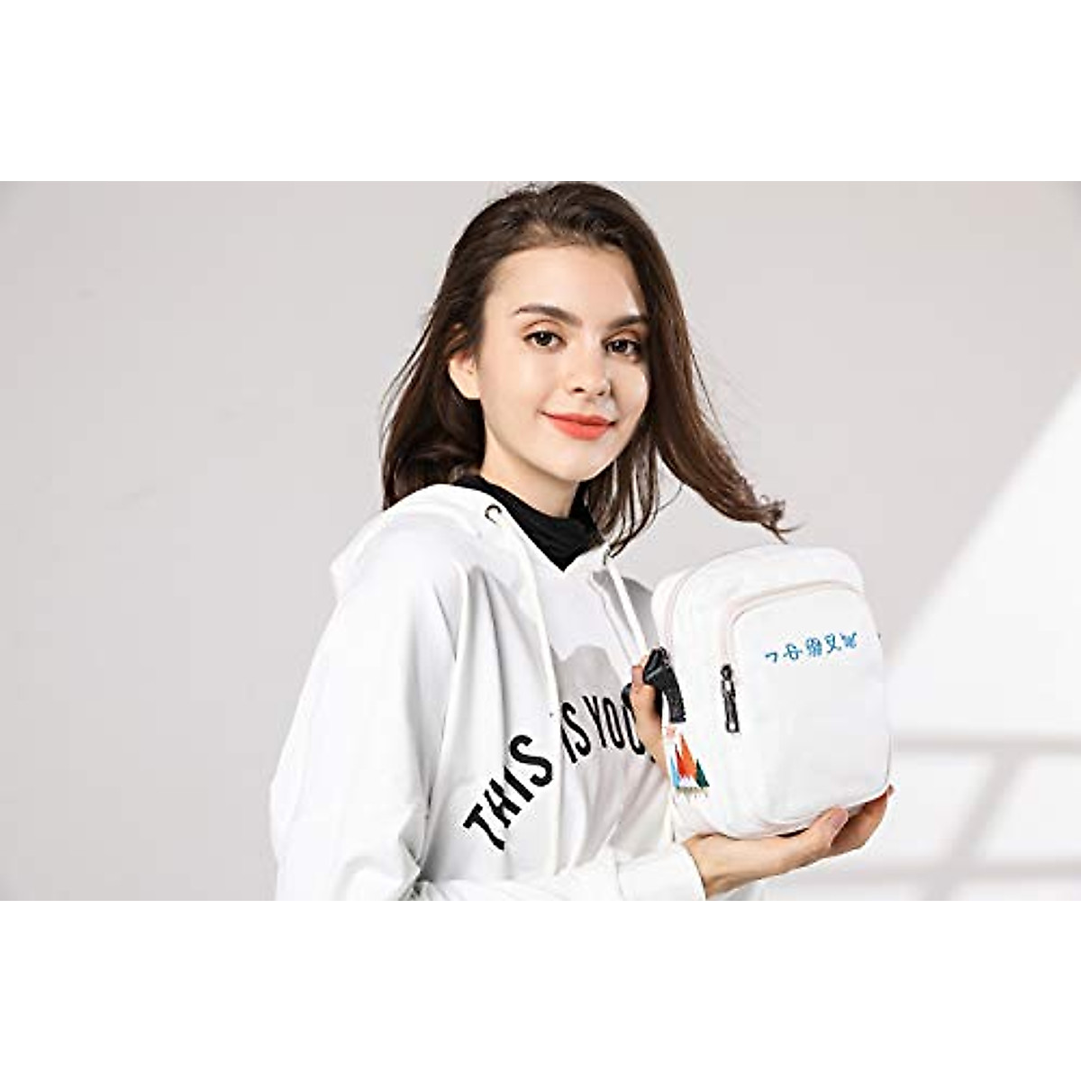 Togood Cell Phone Wallet Canvas Pocket Purse Small Crossbody Bags for women/men (White)