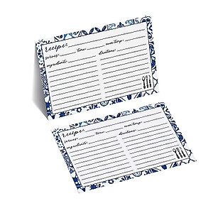 Recipe Cards 4" X 6" Double-Sided Premium Thick Card Stock Great Gift for Amateurs or Experienced Chefs (Pack of 50) (Blue)