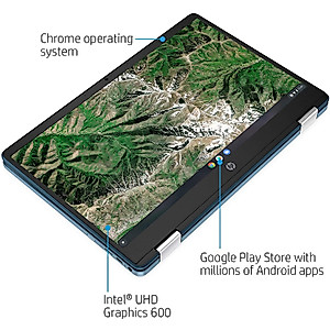 HP Newest Laptop X360 14a Chromebook 14" HD Touchscreen, Intel Quad Core N4120, 4GB DDR4 64GB eMMC WiFi HD Webcam Stereo Speakers Bluetooth 5.0 iSlik Pen Forest Teal (Renewed)