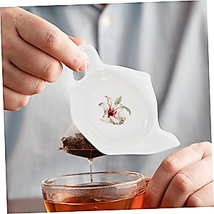 Healeved 2pcs Tea Bag Saucer China Tea Set Condiment Tray Platter Tray Ceramic Teabag Tray Tea Sachet Holder Porcelain Spoon Rest Tea Bag Holders Tea Coasters Trays Small Teabag Coasters