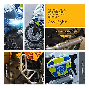 MING YING 66 Police Motorcycle Toy - Pull Back Toy Motorcycle with Sound and Light Toy,Toy Motorcycles for Boy,Toys for 3-9 Year Old Boys (White)