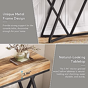 LITTLE TREE Sofa Console Table with Unique Metal Base, Entryway Table Behind Couch Table