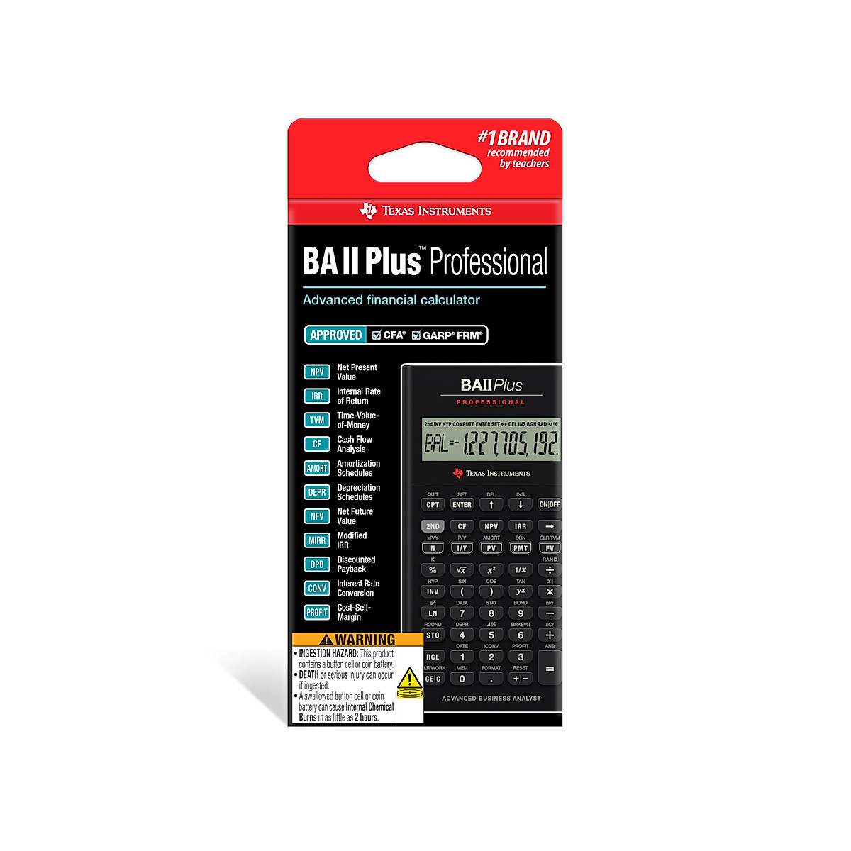 Texas Instruments BA II Plus Professional Financial Calculator Silver 9.8 Inch