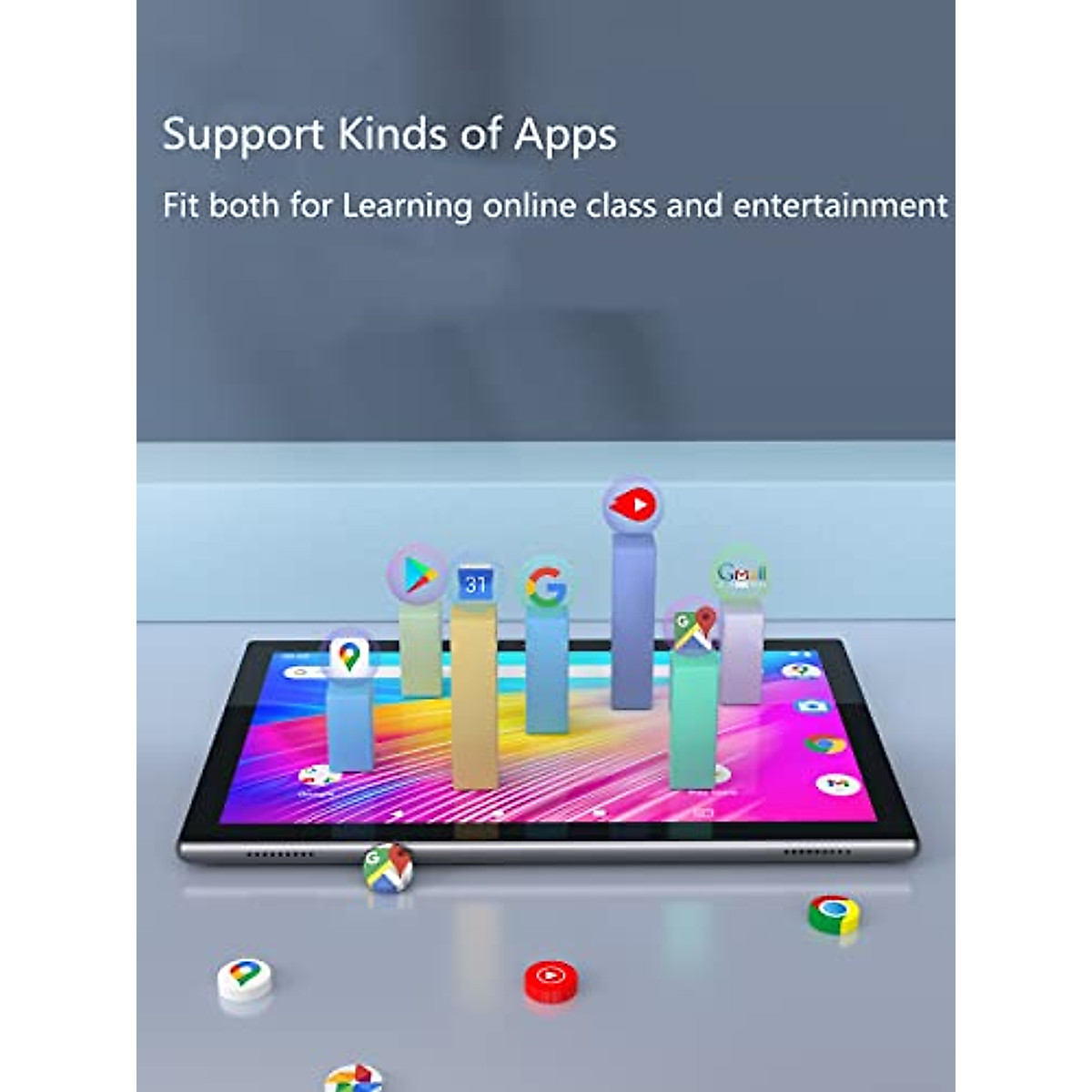 Tablet Android 11, Tablet 10 inch, 2GB RAM+64GB ROM & 512GB Expand, 2+8MP Dual Camera, 2.4G WiFi, Bluetooth, IPS Touch Screen, 6000mAh Battery, Google GMS Certified Tablets Grey