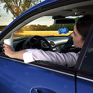 ZONETECH Blue Teal 3" Square Hanging Dice-Soft Fuzzy Decorative Vehicle Hanging Mirror Dice with White Dots
