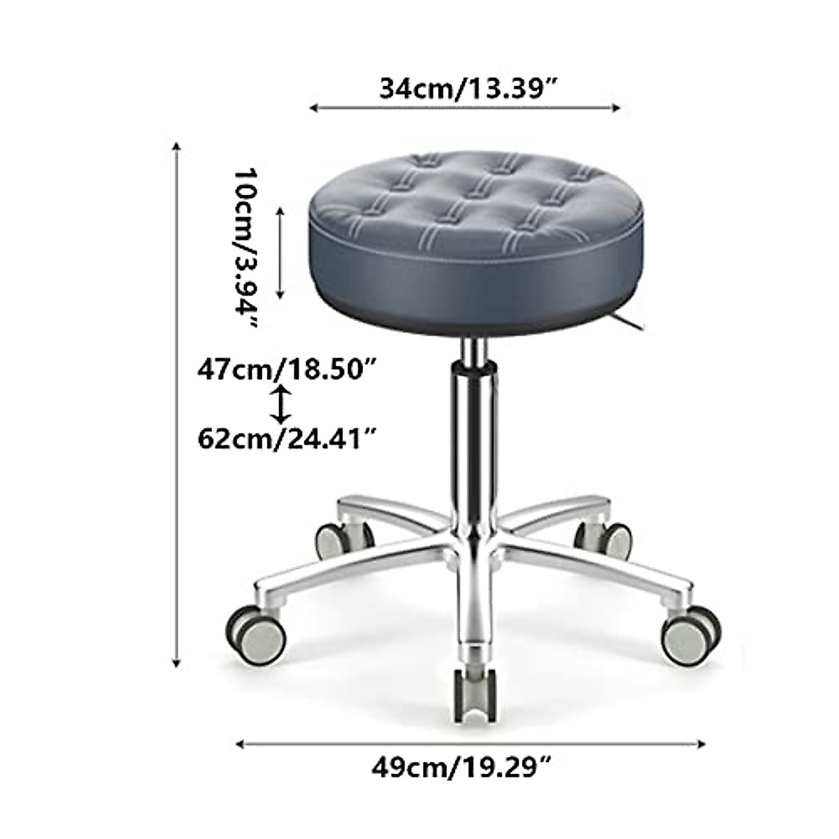 Tattoo Chair Saddle Stool with Rollers, Pu Leather Hydraulic Swivel Adjustable Drafting Stool Work Chair for Salon Spa Beauty Massage Dental Clinic Etc-B