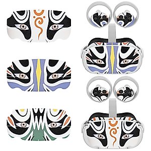 Geekria VR Headset & Controller Handle Skin Compatible with Meta Quest 2 Protective Cover, Protective Durable Scratch Resistant Sticker Peking Opera