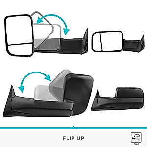 YITAMOTOR Towing Mirrors Compatible with Dodge Ram, Manual Flip Up Folding with Support Brackets Tow Mirrors, Replacement for Dodge Ram 1994-2001 1500, Ram 1994-2002 2500 3500 Truck
