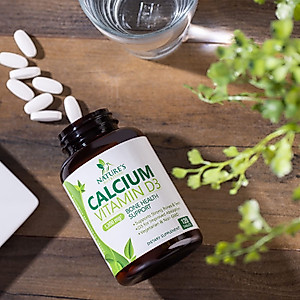 Calcium 1200 mg Plus Vitamin D3, Bone Health & Immune Support - Nature's Calcium Supplement with Extra Strength Vitamin D for Extra Strength Carbonate Absorption Dietary Supplement - 120 Tablets