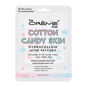 The Crème Shop Cotton Candy Skin Hydrocolloid Acne Patches, Acne Healing Dots/Stickers, Acne Treatment Patches with Salicylic Acid and Witch Hazel - 3 Sizes, 72 Patches
