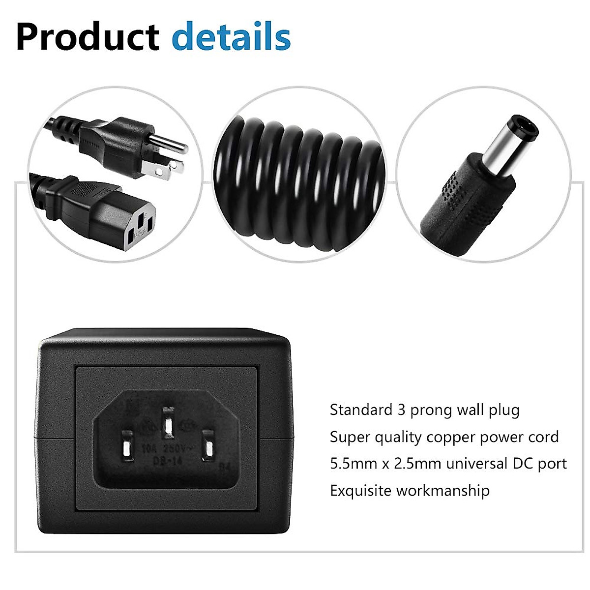 SHNITPWR 12V 3A 36W AC DC Power Supply Adapter 100V~240V AC to DC 12 Volt 3 Amp Converter Transformer LED Driver with 5.5x2.5mm Plug for 5050 3528 LED Strip 3D Printer CCTV Security System LCD Monitor