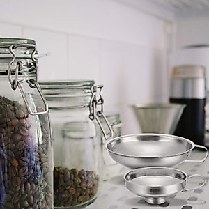 Shappy 5 Pieces Stainless Steel Funnels Set Canning Funnel Fine Mesh Strainer Mesh Filter Compatible with Wide and Regular Narrow Mouth Mason Jar