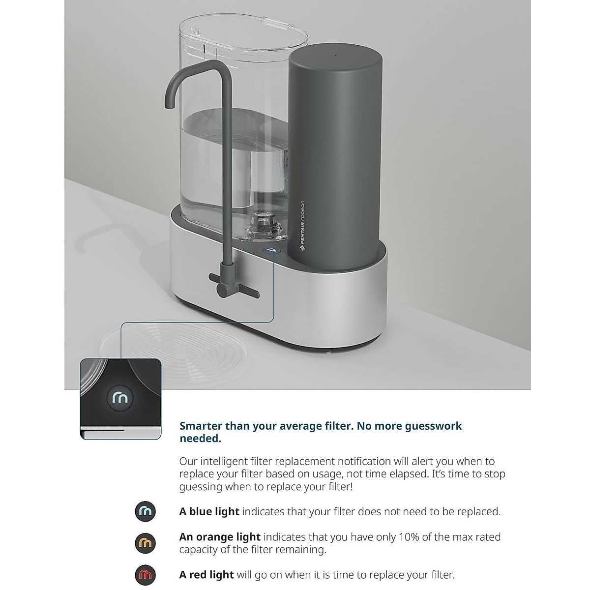 Pentair Rocean Reservoir Replacement Filter Cartridge for Rocean Countertop Tap Water Filter System