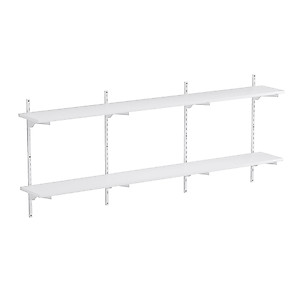 Wallniture Turin 60 inch x8 in Floating Shelves for Wall Decor, Floating Shelf System, Wall Book Shelf for Living Room, Wall Shelves with Adjustable Standard Rail Bracket System, White, Wood