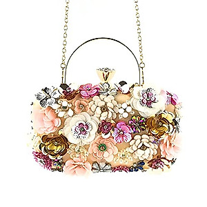 JIAJIA 3815 Women's Purses Handbags Envelope Clutch Bags Rhinestone 3D Sequins Wedding Evening Bag,Champagne