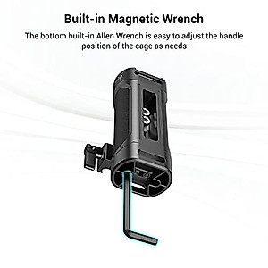 SmallRig Mini NATO Side Handle with Dual 1/4"-20 Screw Mount for Camera Cage, Built-in Wrench, Up and Down Adjustable - 3813
