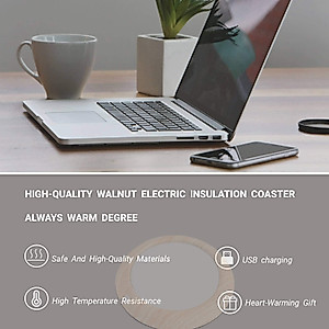 Wood Grain Electric Portable Cup Warmer Plate & Coffee Warmer & Mug Warmer with USB Cable for Office/Home/Travel Use, Suitable for Stainless Steel Cup, Ceramic Cup, Glass Cup, etc(Light Wood Grain)