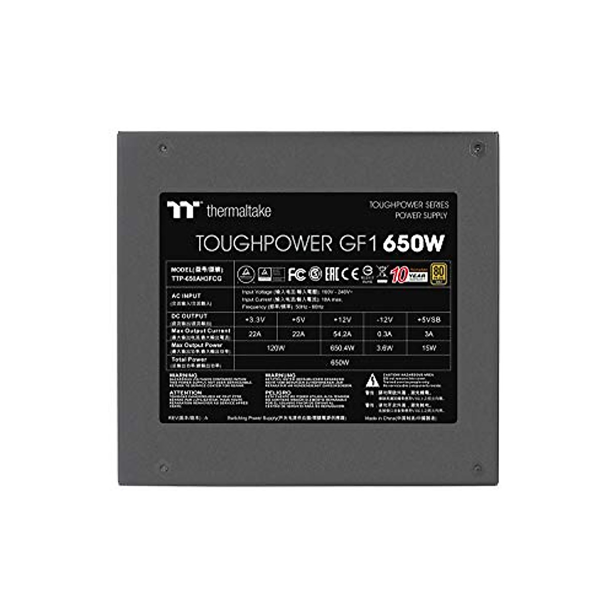 Thermaltake Toughpower GF1 650W 80+ Gold SLI/ CrossFire Ready Ultra Quiet 140mm Hydraulic Bearing Smart Zero Fan Full Modular Power Supply 10 Year Warranty PS-TPD-0650FNFAGU-1