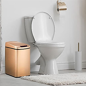 Hanover Home Hands-Free Metal Trash Can with Fingerprint-Resistant Finish, Soft-Close Motion Sensor Lid, and Removable Bin for Bathroom and Bedroom - 3.2 Gallons (12 Liters) in Rose Gold