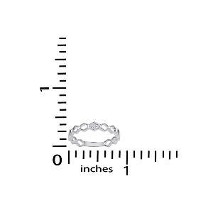 Aria Jewels Pave Diamond Hexagon Deco Minimalist Band Ring in 14K White Gold Over Sterling Silver for Women Ring Size - 8