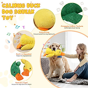 Seivble 2024 Upgraded Calming Duck Dog Toy, Yellow Duck Dog Toy for Dogs Emotional Support, Durable The Mellow Dog Squeak Duck Toys, Dog Chew Toys for Dogs Indoor Puppy (Yellow-Large)