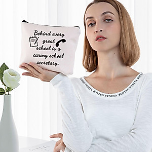 G2TUP S Secretary Gift for Women Secretary Travel Makeup Bag Behind Every Great is a Caring Secretary Zipper Pouch Bag (S Secretary bag)
