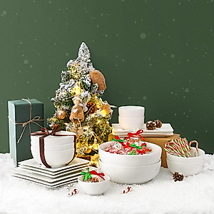 DOWAN Ceramic Soup Bowls, Cereal Bowl, 22 Ounce Bowls Set, Chip Resistant, Dishwasher & Microwave Safe, Porcelain Bowls for Kitchen, White Bowls for Cereal Soup Rice Pasta Salad Oatmeal, Set of 4