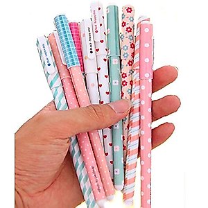 yansanido Office Supplies Kawaii Cute Pens, 10 Pack 0.38mm Colored Pens Gel Pens Fine Point For College Pen Work School Art (A)