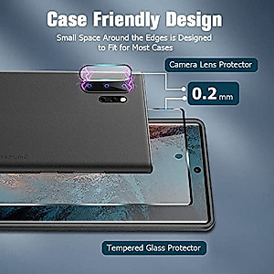 [2+2 Pack] Galaxy Note 10 Plus Screen Camera Protector, 9H Tempered Glass Scratch Resistant, Ultrasonic Fingerprint Support, 3D HD Curved, For Samsung Galaxy Note 10+ 6.8 Inch Glass Screen Protector
